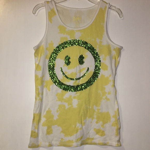 Justice | Shirts & Tops | Justice Sequin Smiley Face Tank Top | Poshmark